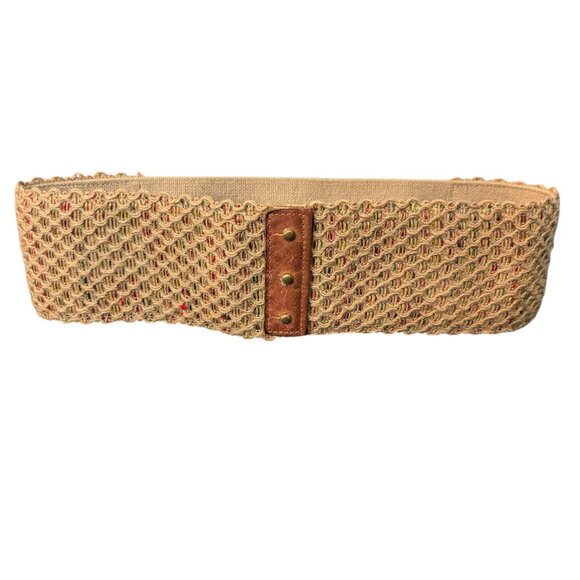 J. Crew | Accessories | Wide Woven Jute Belt Elastic Stretch Boho Dark ...